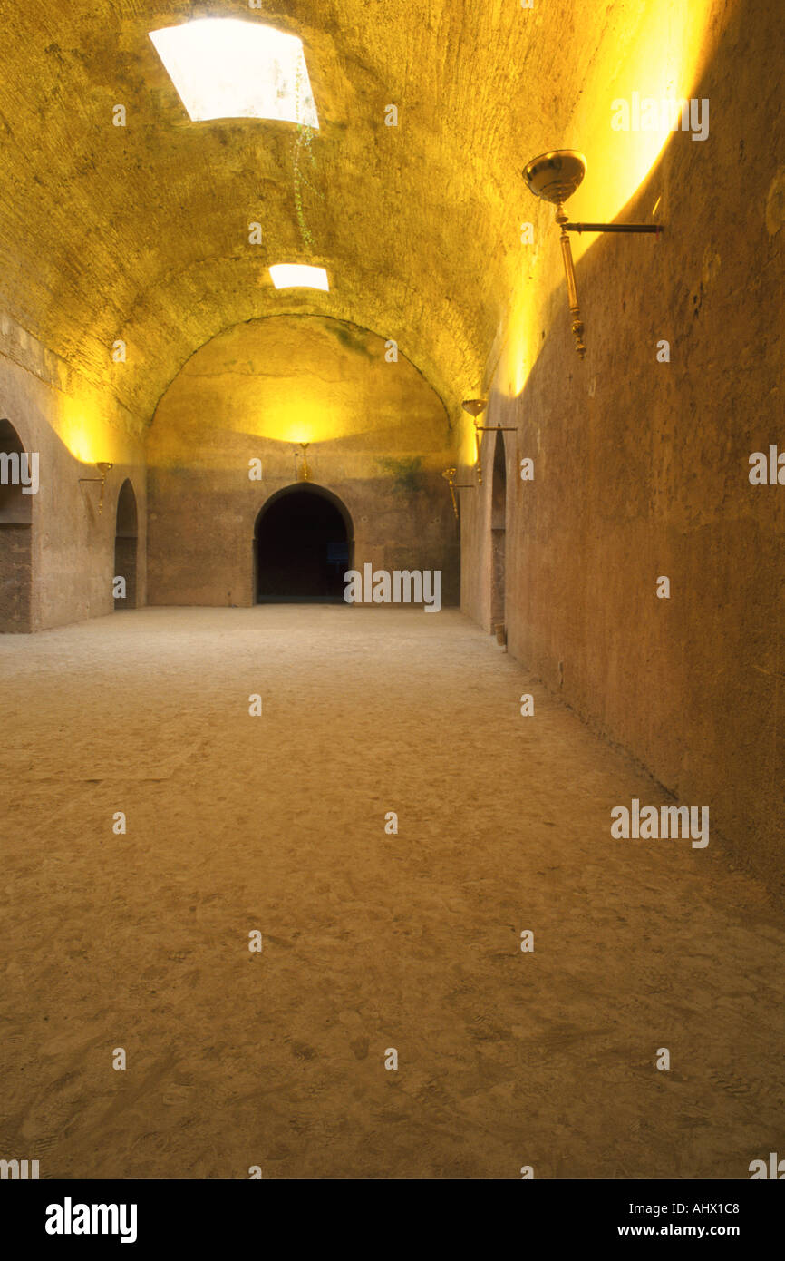 Ancient granary, illuminated building interior, near Heri Asouani ...