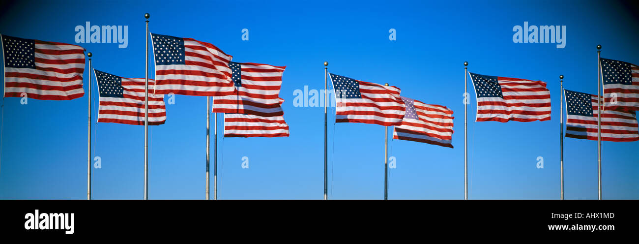 Row american flags in hi-res stock photography and images - Alamy