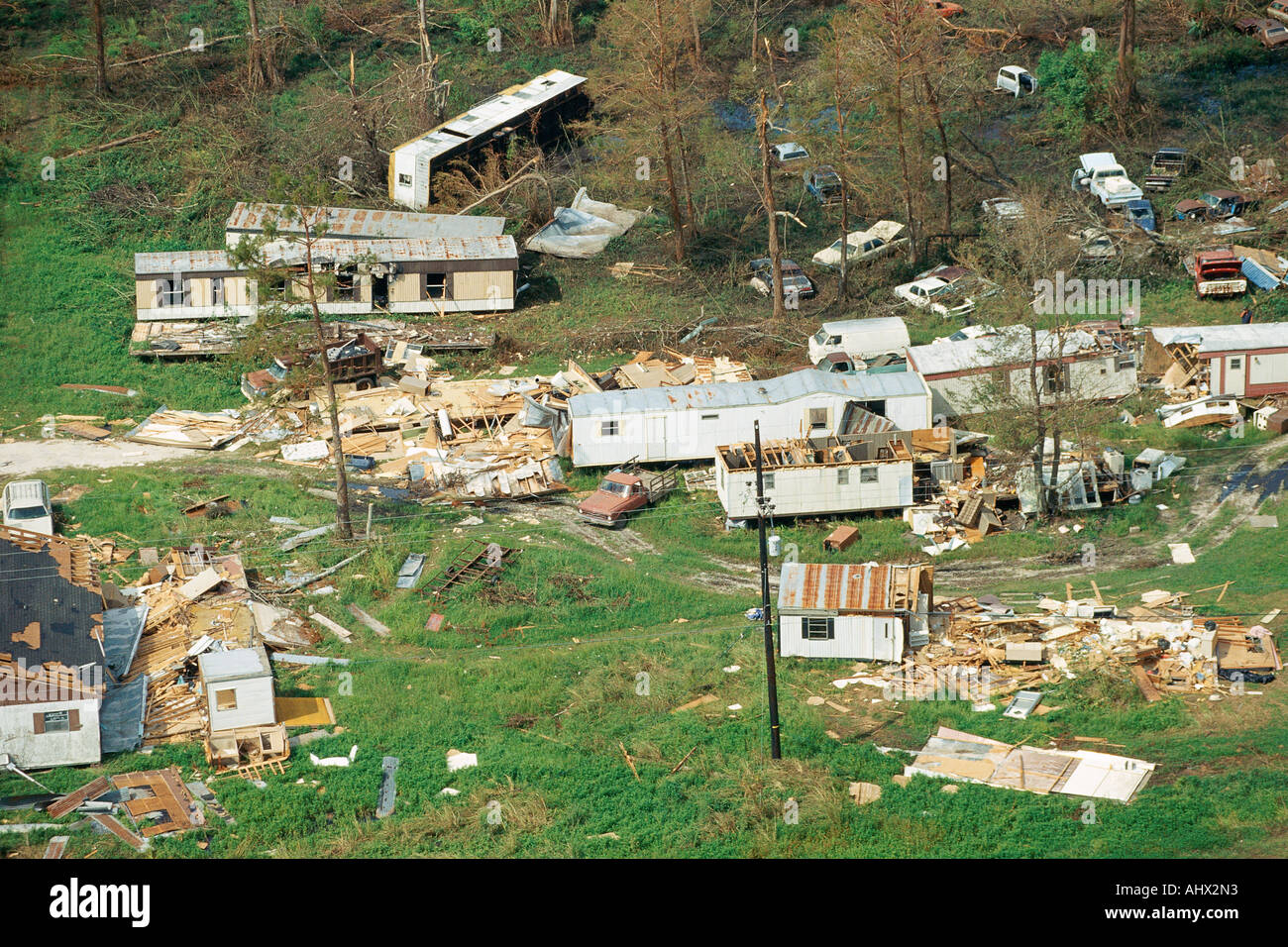 Trailer homes and houses destroyed by tornado Stock Photo - Alamy
