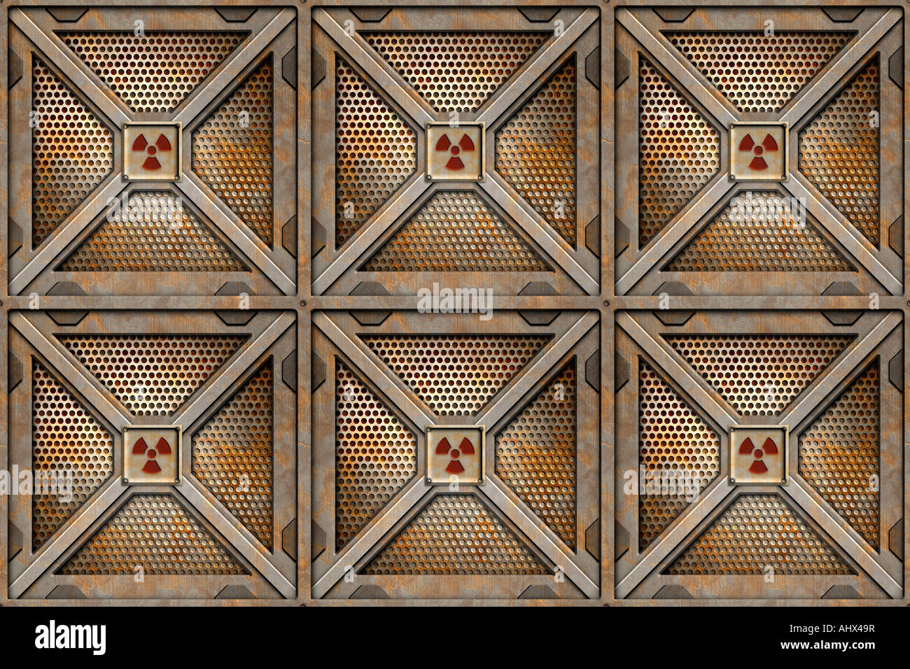 six radioactive storage crates piled up Stock Photo - Alamy