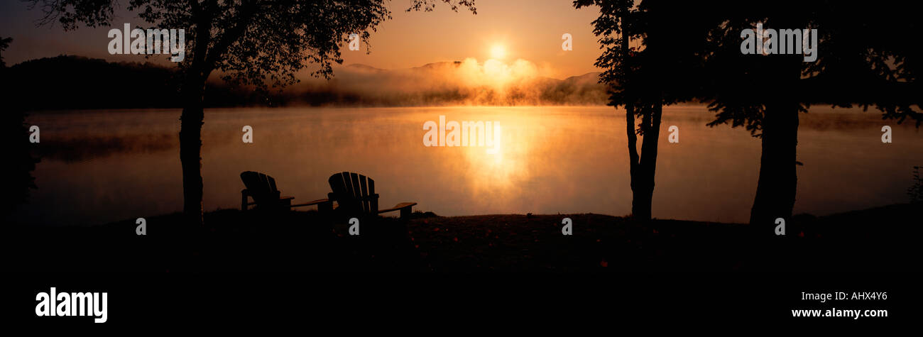 Sun rising over Lake Placid New York Stock Photo - Alamy