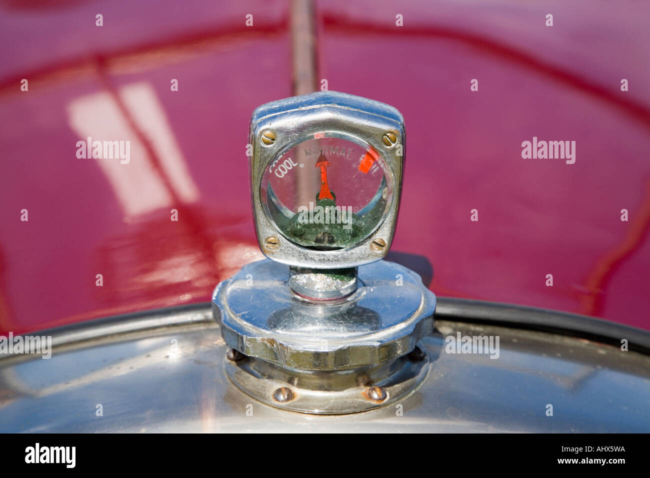 Wilmot Breeden calorimeter temperature gauge in close up on red front ...