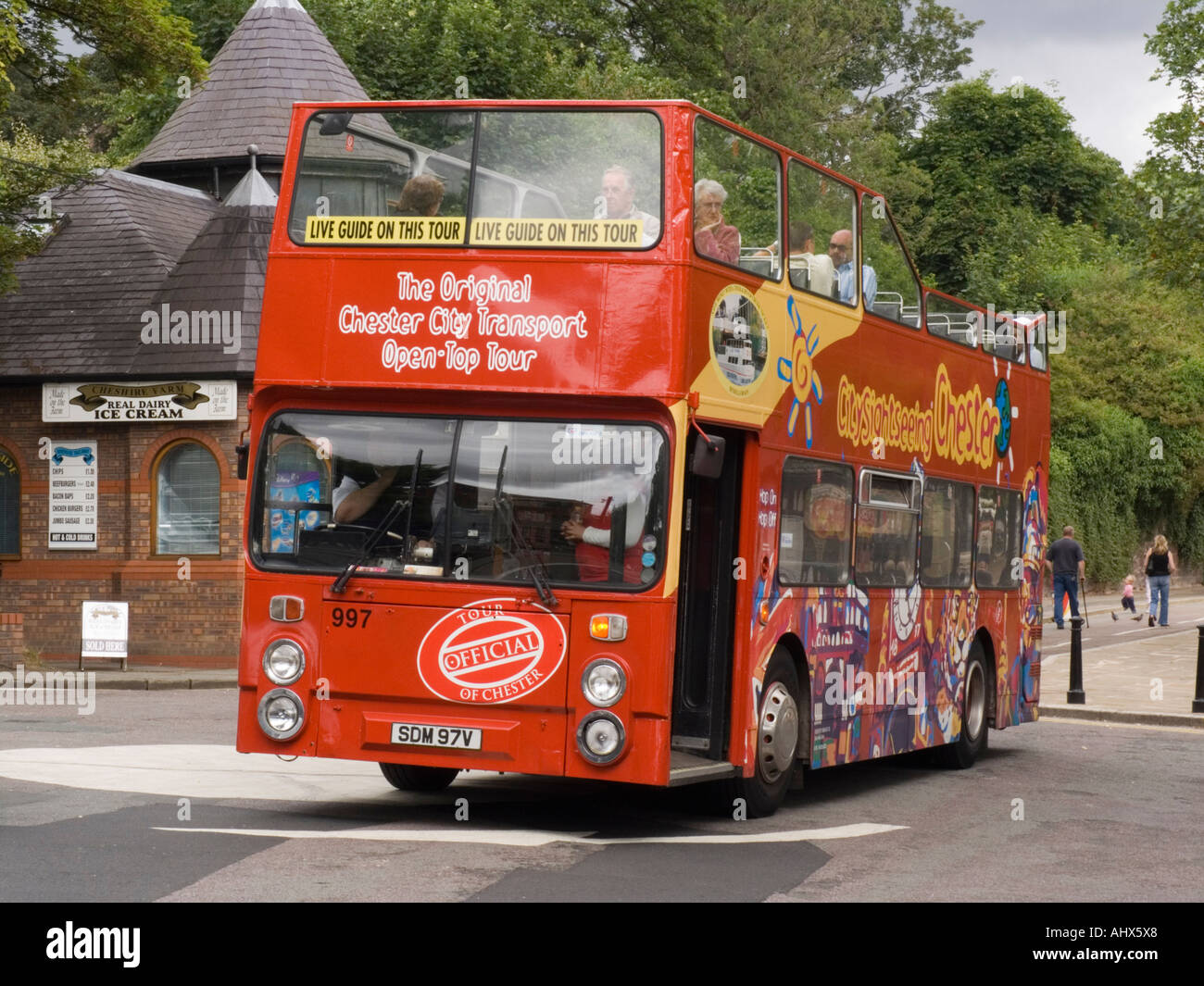 Original Chester city transport decorated red open top double decker ...