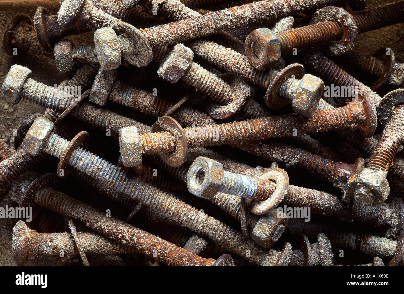 Rusty and dusty nuts bolts and washers Stock Photo - Alamy