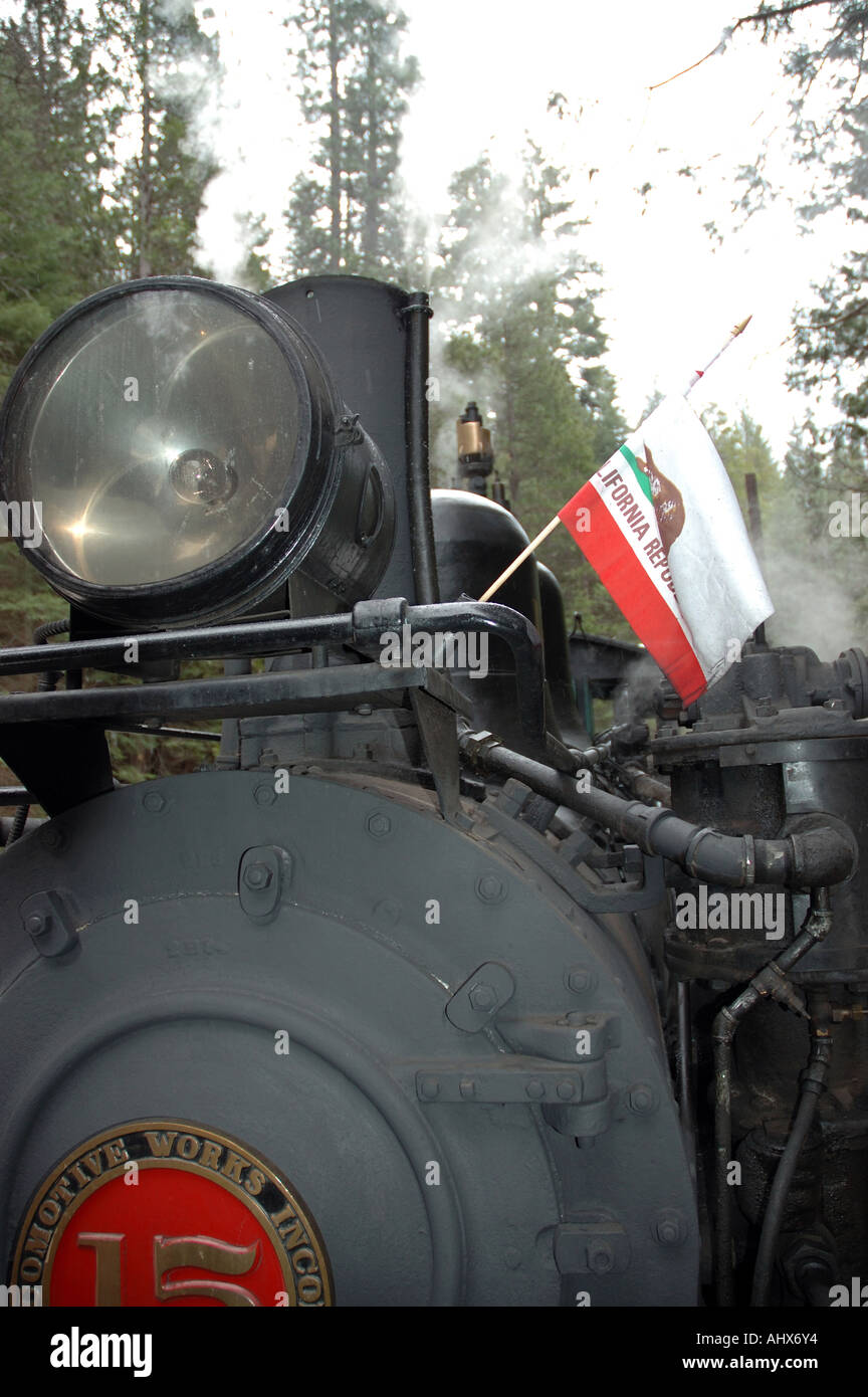 Steam locomotive on the Yosemite Mountain Sugar Pine Railroad outside ...