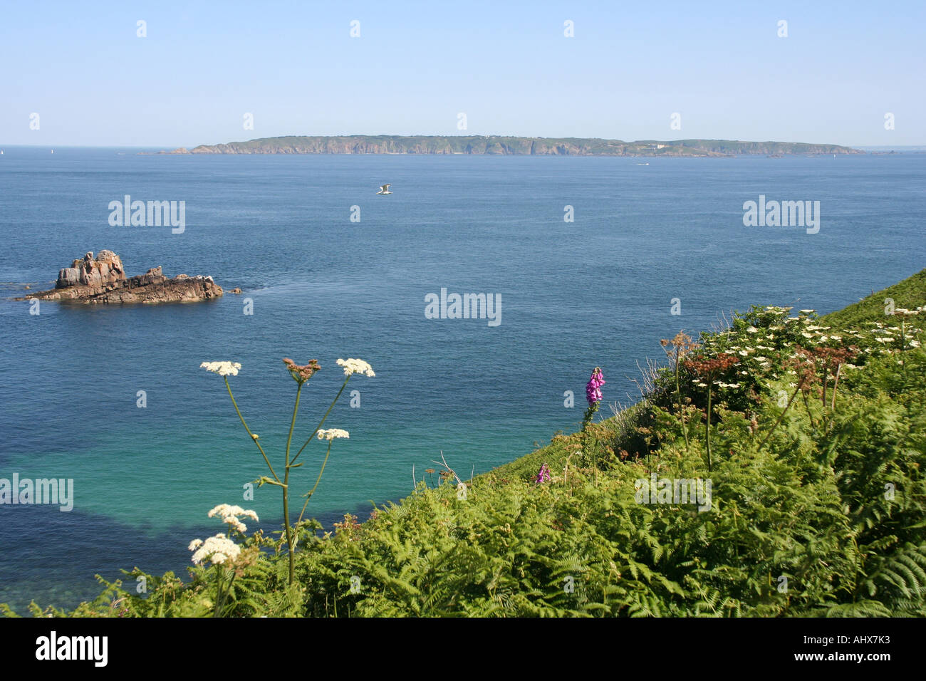 isle of herm view to sark channel islands uk gb europe Stock Photo - Alamy