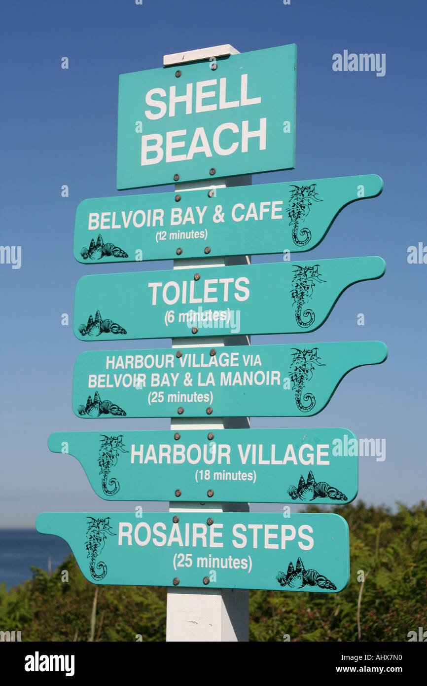 isle of herm shell beach signpost channel islands uk gb europe Stock ...