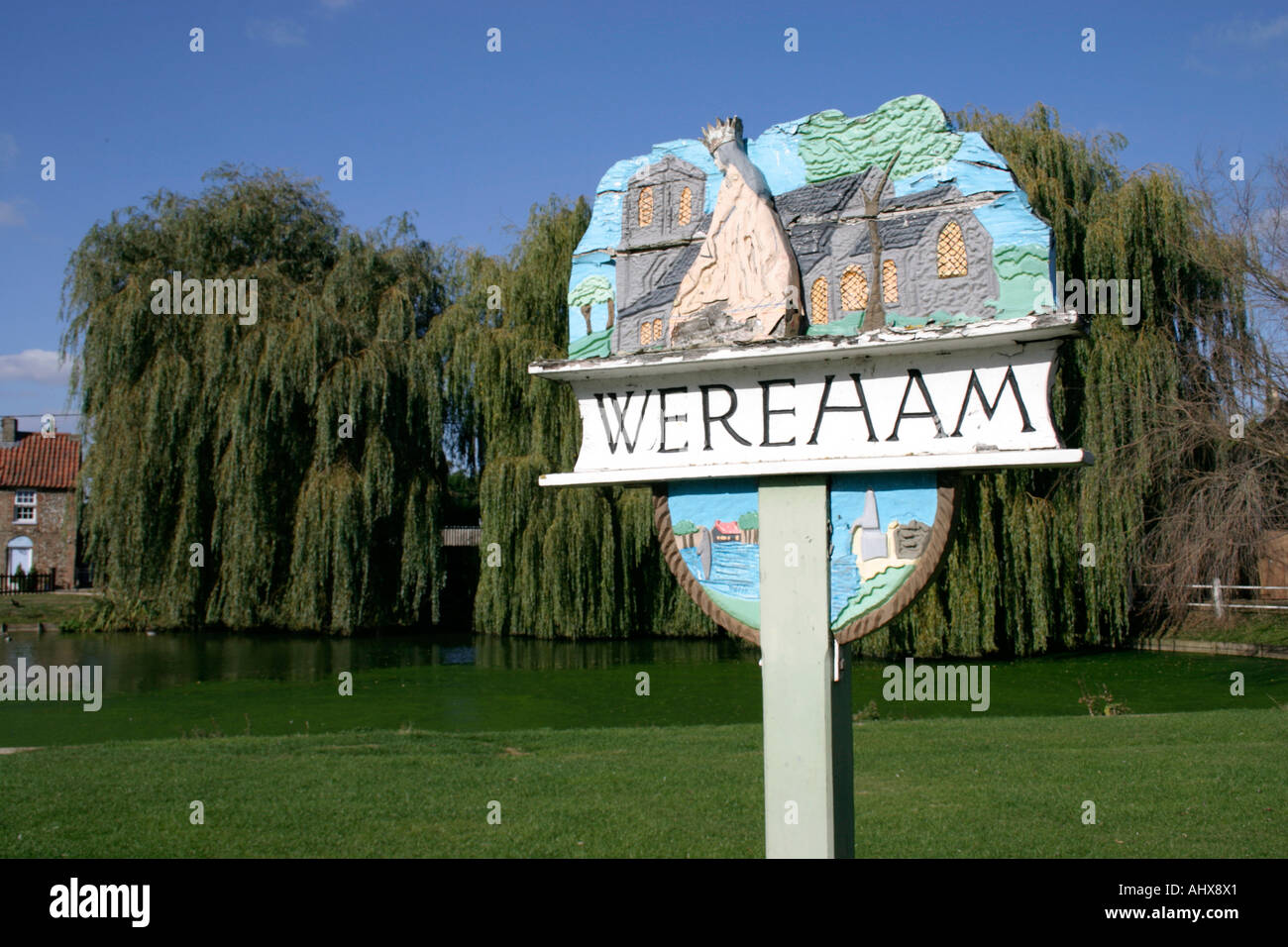 wereham village ornate village signpost county of norfolk east anglia ...