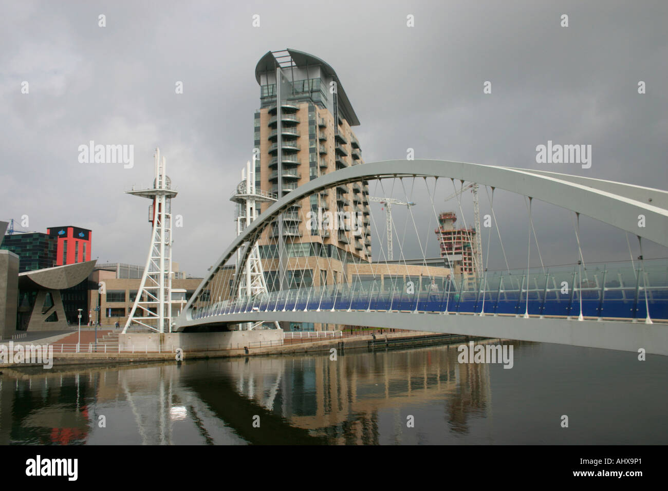The Salford Quays lift bridge Manchester Ship Canal Greater Manchester ...
