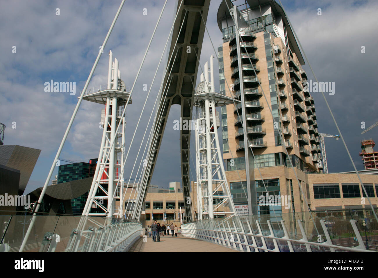 The Salford Quays lift bridge Manchester Ship Canal Greater Manchester ...