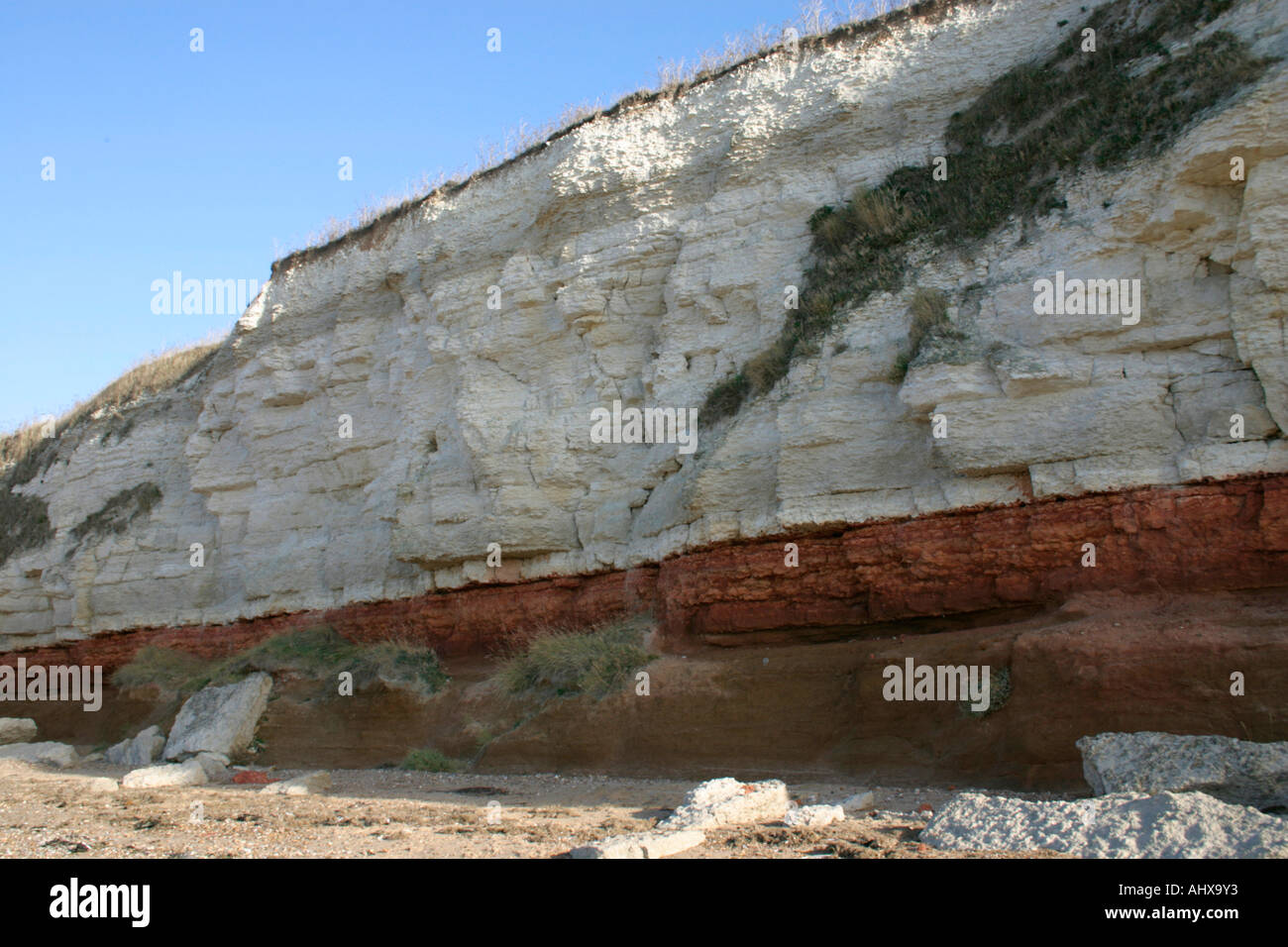 hunstanton chalk cliff strata county of norfolk east anglia england uk ...
