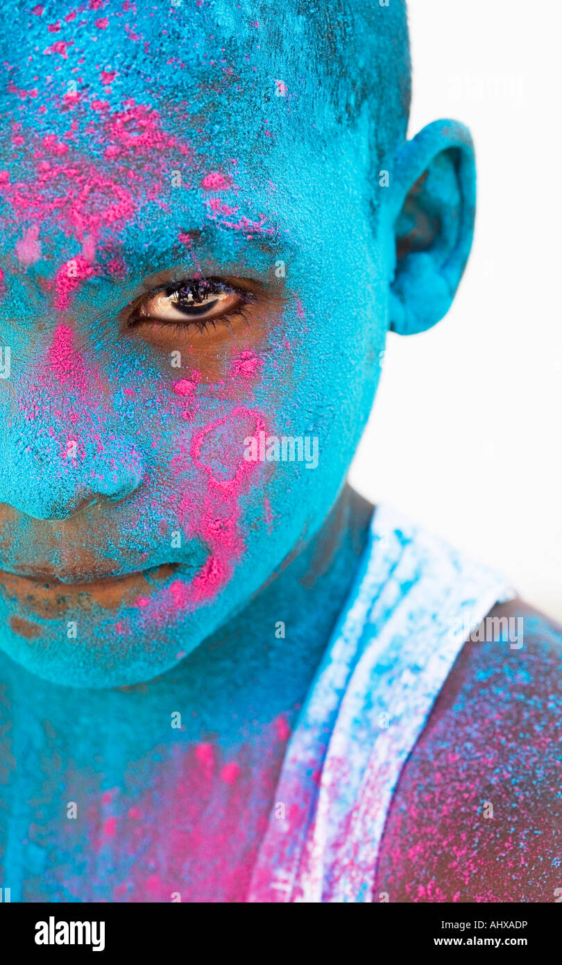 Face covered in pink powder paint hi-res stock photography and images ...