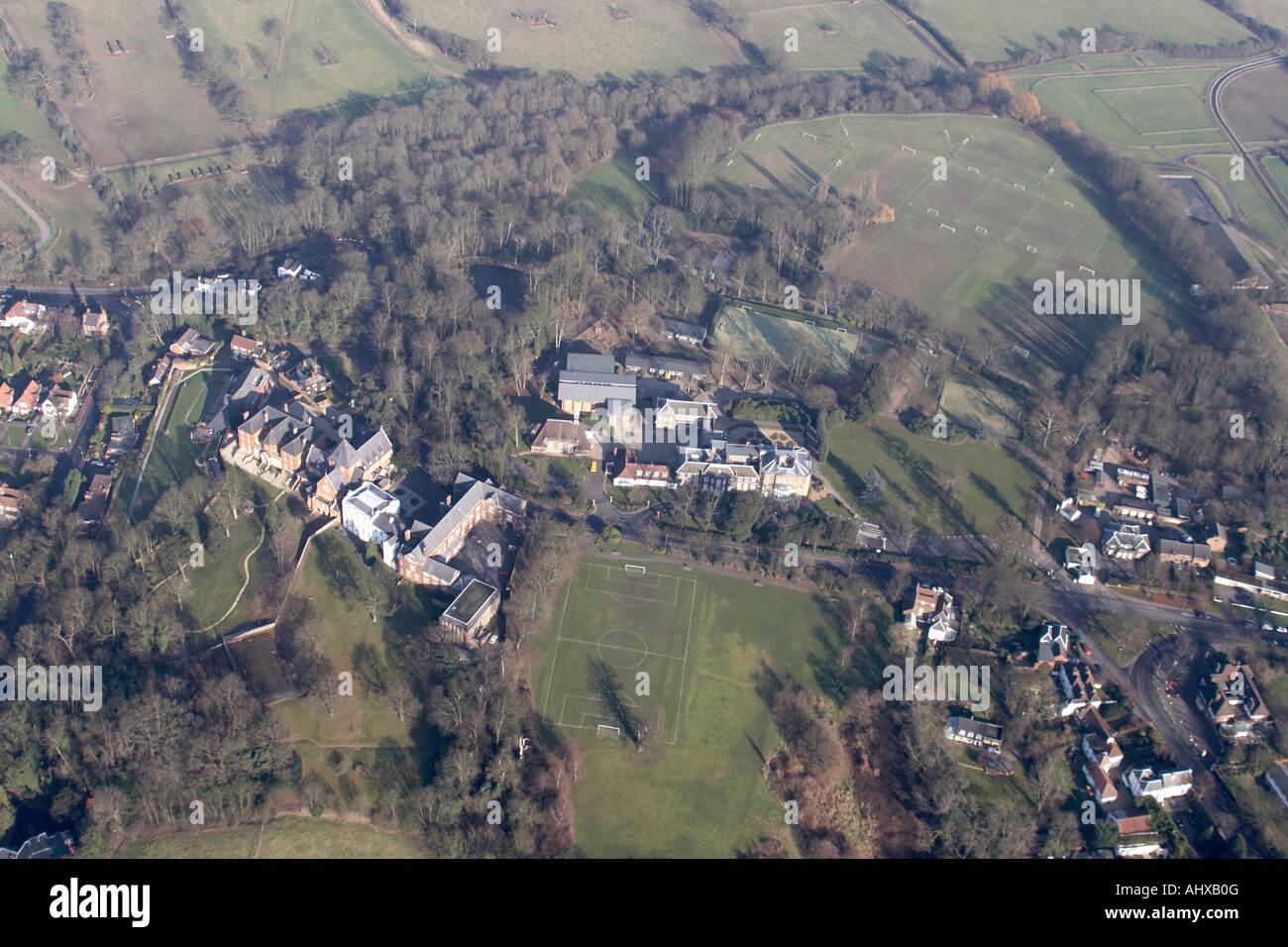 High level oblique aerial view north of St Mary s Abbey and Belmont ...