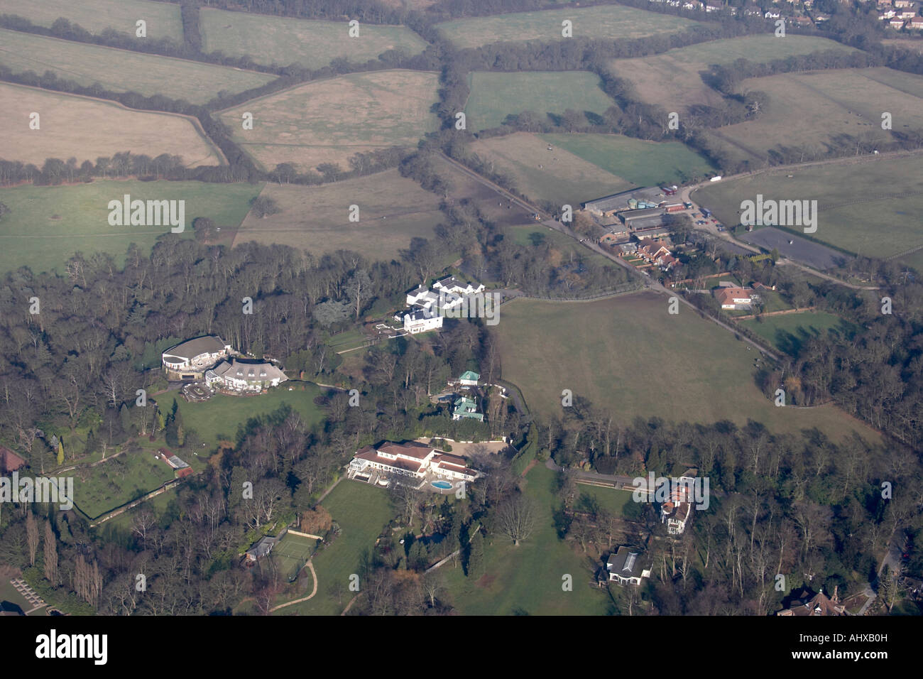 High level oblique aerial view north of Moat Mount Open Space White ...