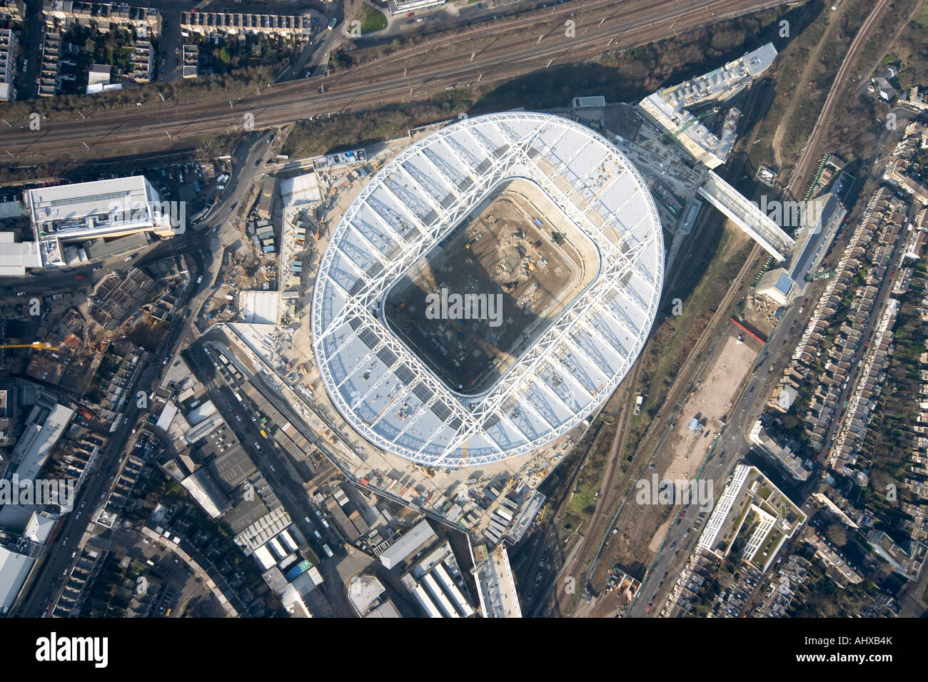 High level vertical aerial view of Arsenal Football Club Emirates ...