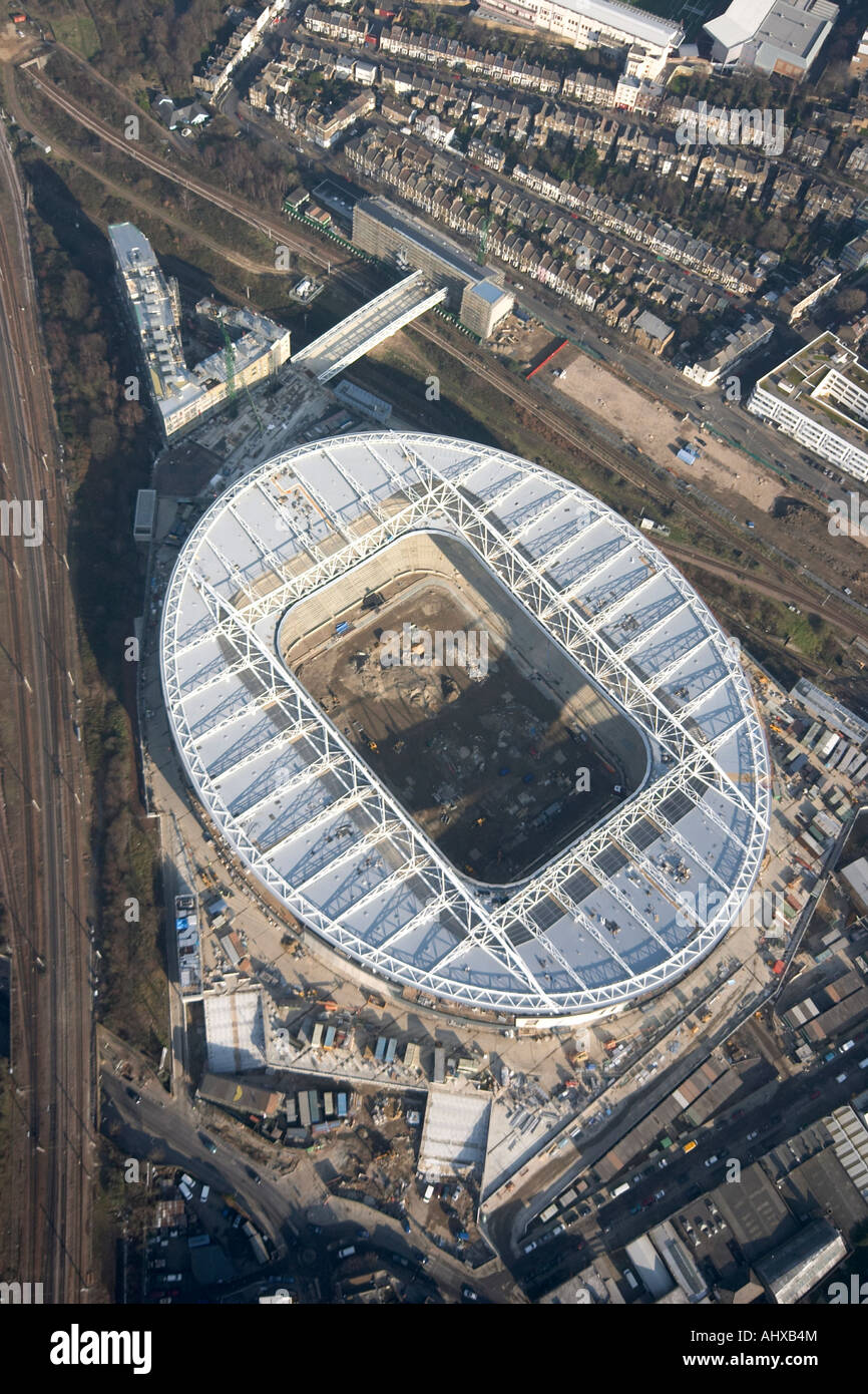 High level vertical aerial view of Arsenal Football Club Emirates ...