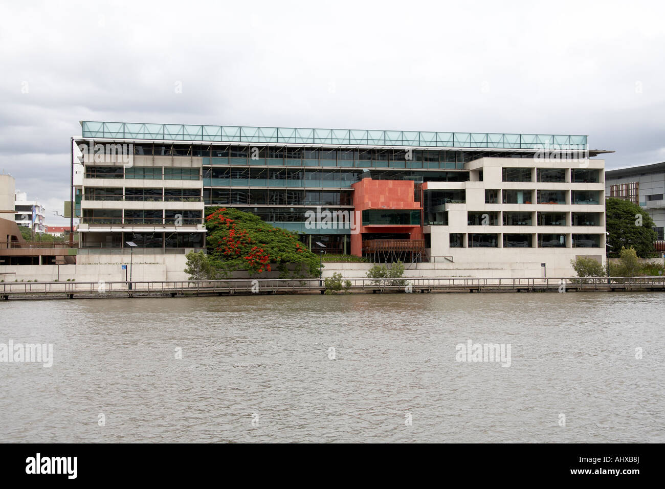 State Library building beyond river in Brisbane Queensland QLD ...
