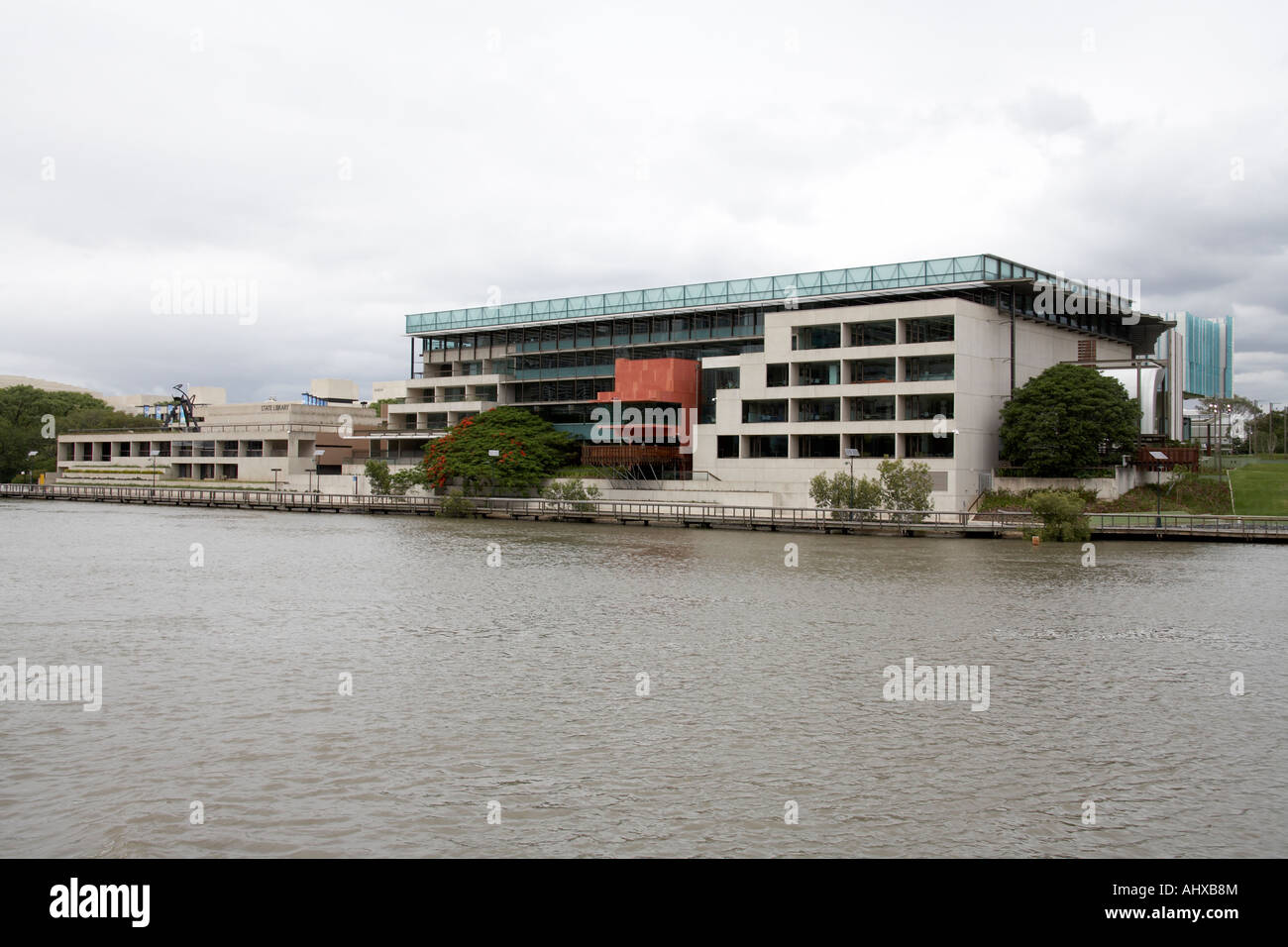 State Library building beyond river in Brisbane Queensland QLD ...