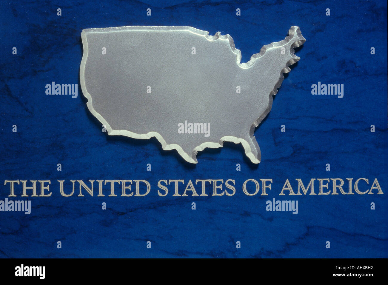 Silver Map of USA 2 Stock Photo - Alamy