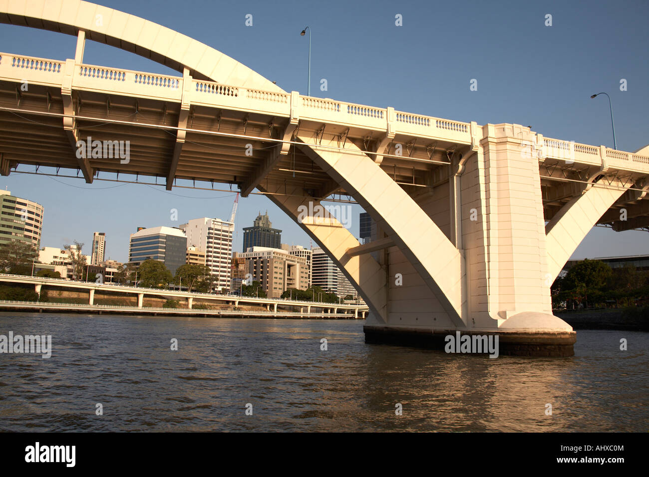 William Jolly bridge and buildings in evening summer sunlight with ...