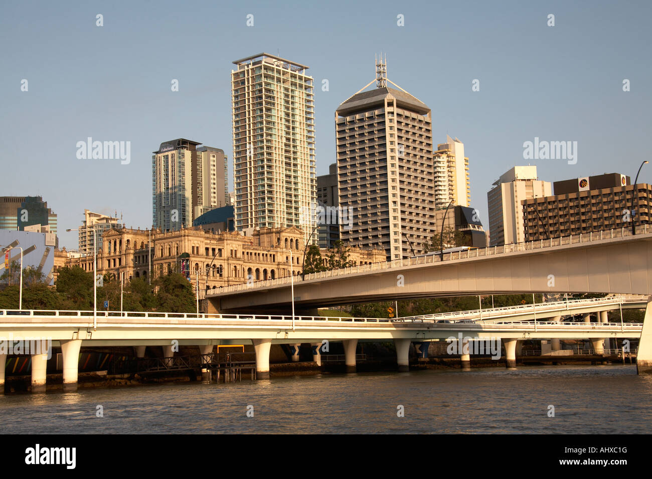 Central Business District buildings and expressway in evening summer ...