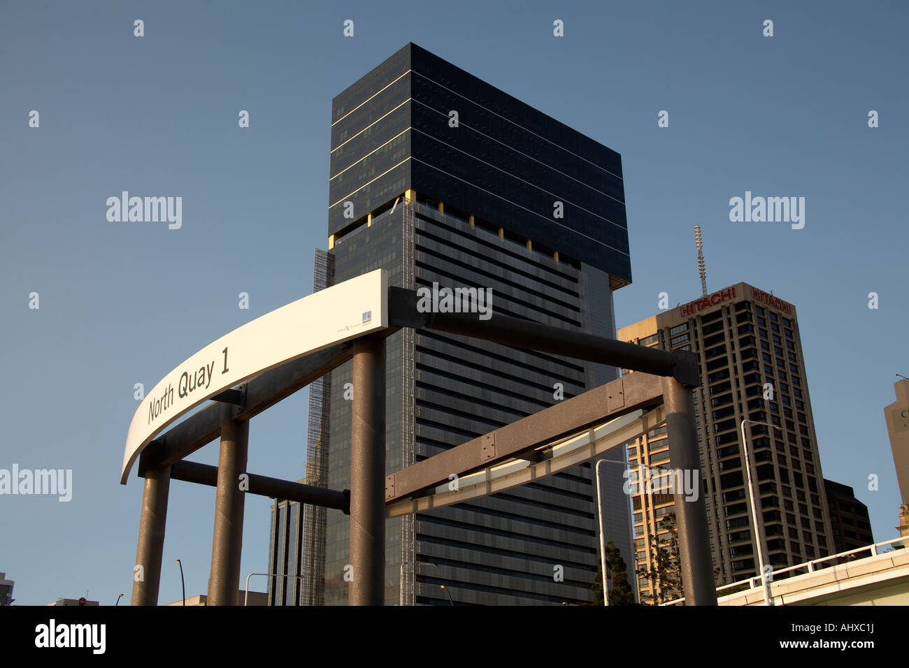 Brisbane Square building in evening summer sunlight with North Quay 1 ...