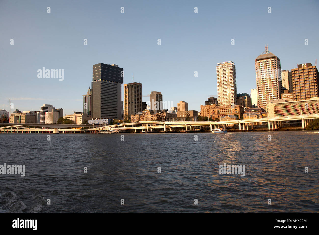 Central Business District buildings in evening summer sunlight with ...