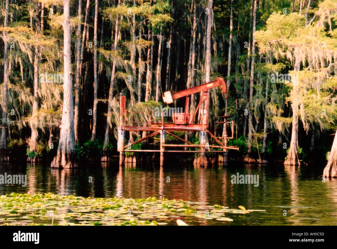 Oil Rig in Swamp Stock Photo - Alamy