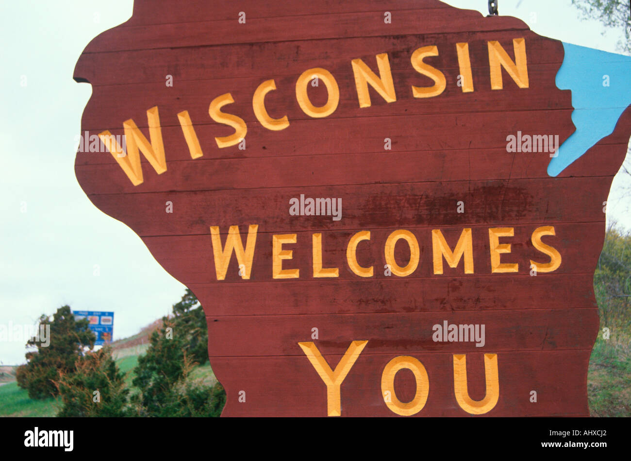 Welcome to Wisconsin Sign Stock Photo - Alamy