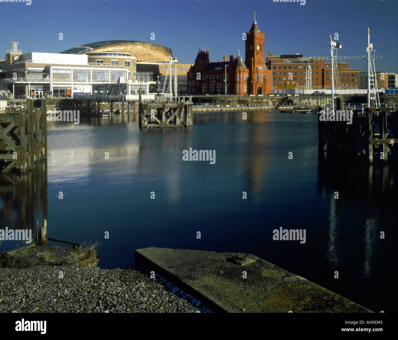 cardiff bay and victorian pierhead building wales Stock Photo - Alamy