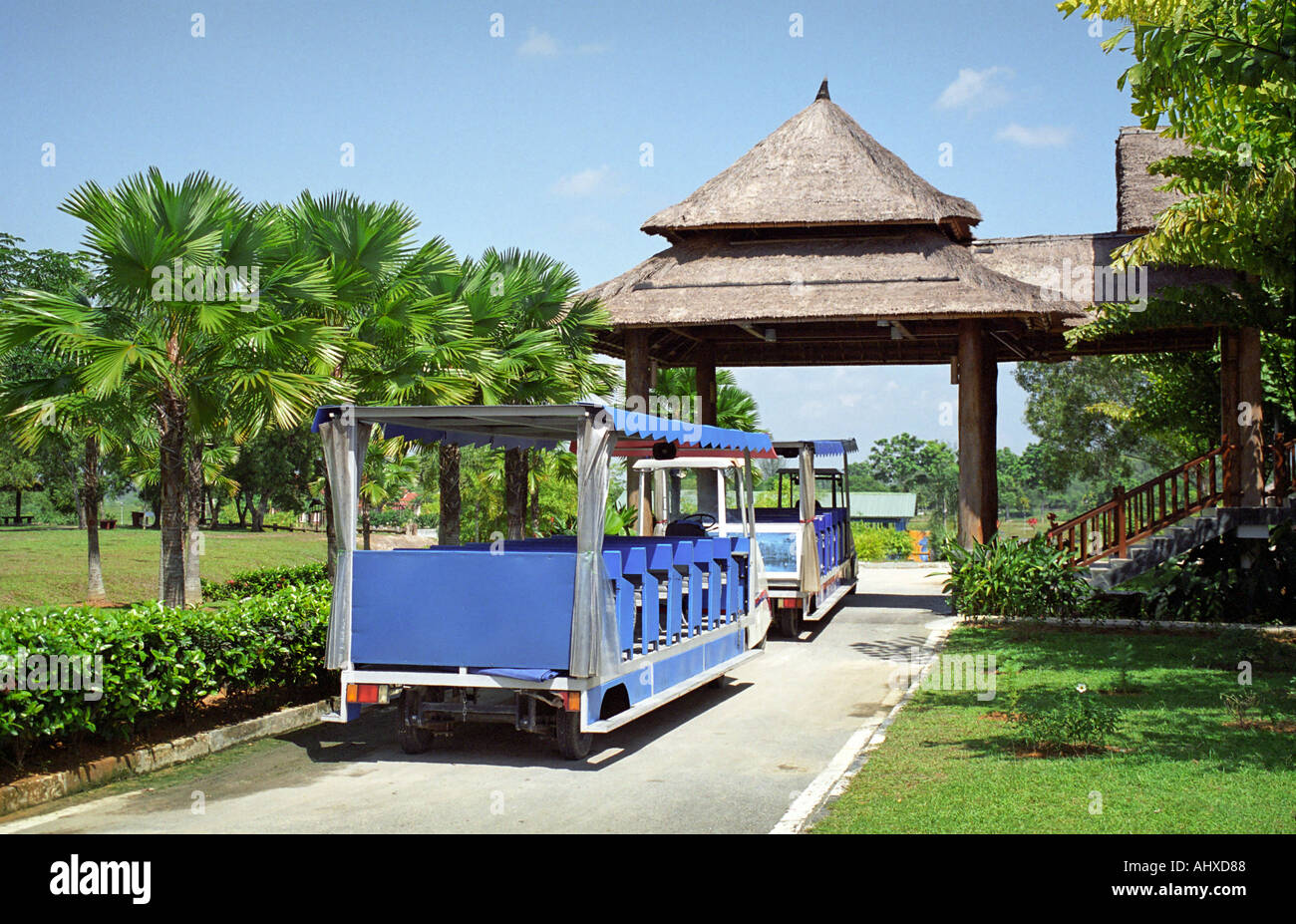 tram at hotel entrance in Paya Indah Wetlands Malaysia Stock Photo - Alamy