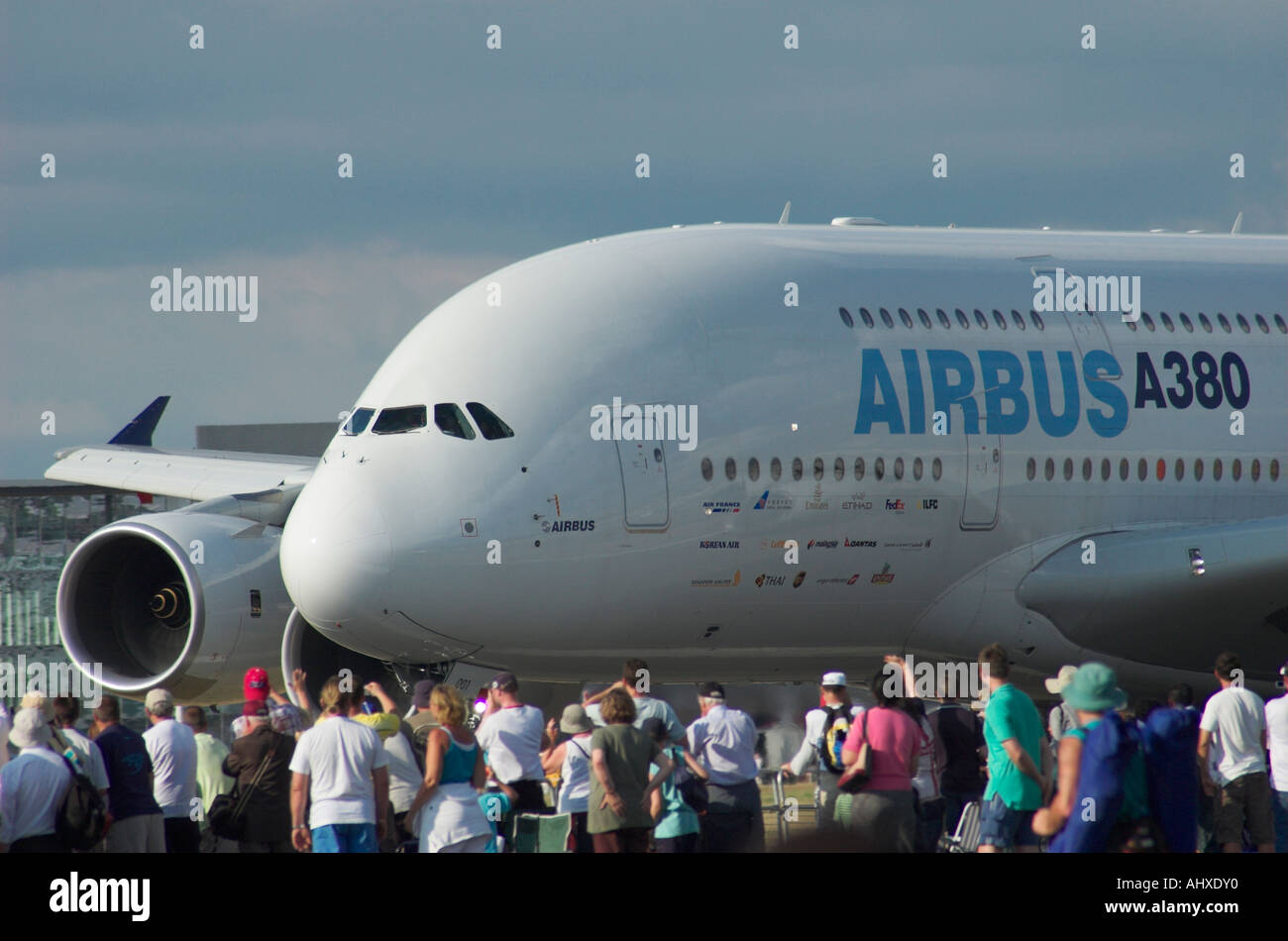 Airbus A380 on take-off run Stock Photo - Alamy
