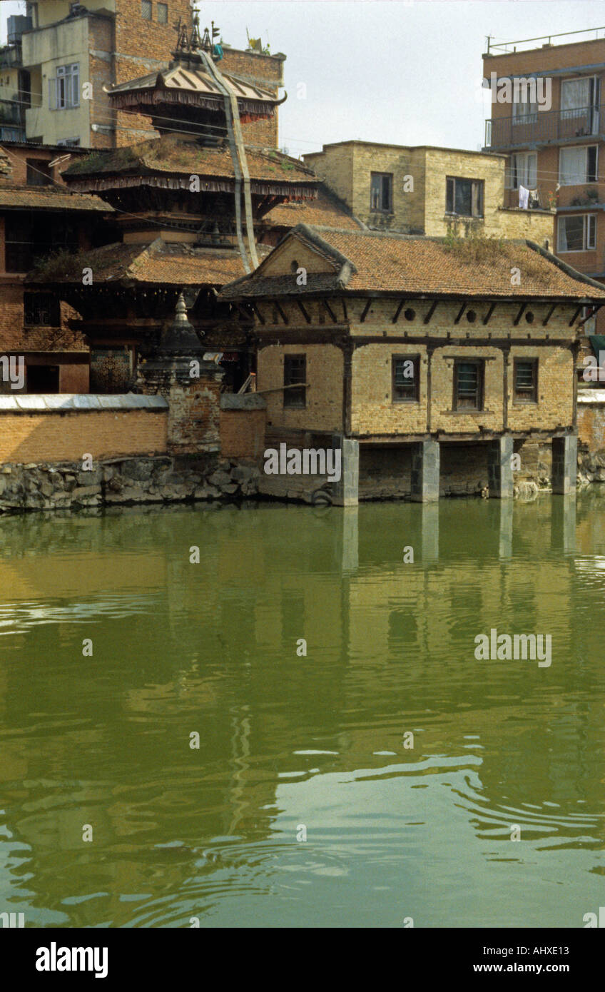 Water pool and buildings in Bhaktapur Kathmandu Valley Nepal Stock ...