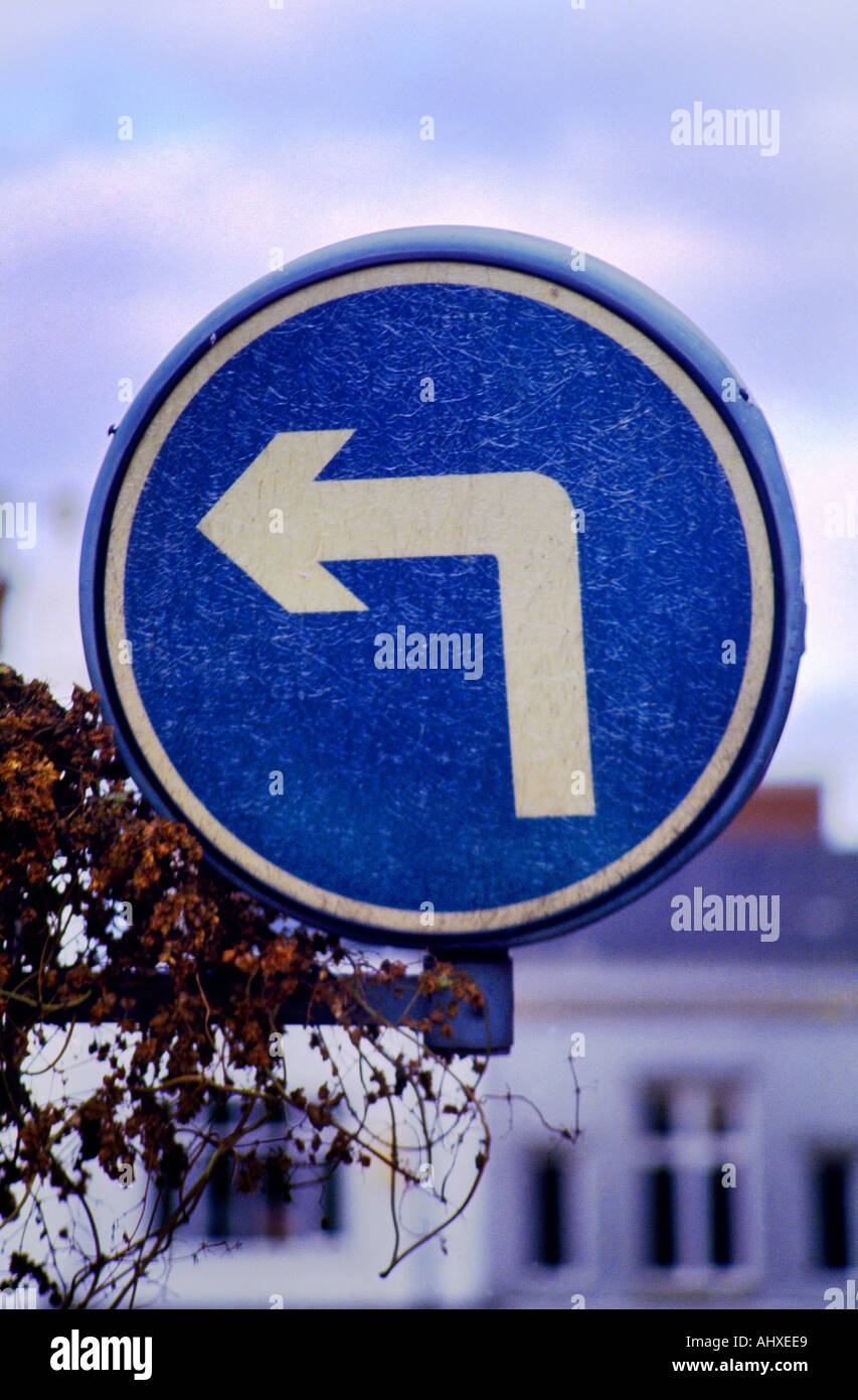 Turn Left Traffic Sign Stock Photo - Alamy
