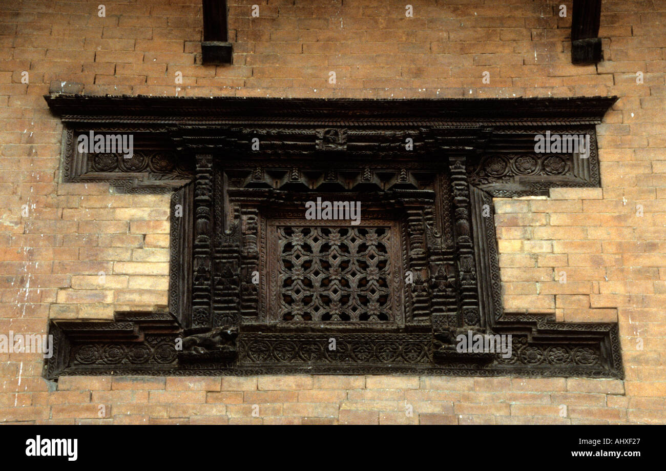 Wooden window in Newari style Kathmandu Valley Nepal Stock Photo - Alamy