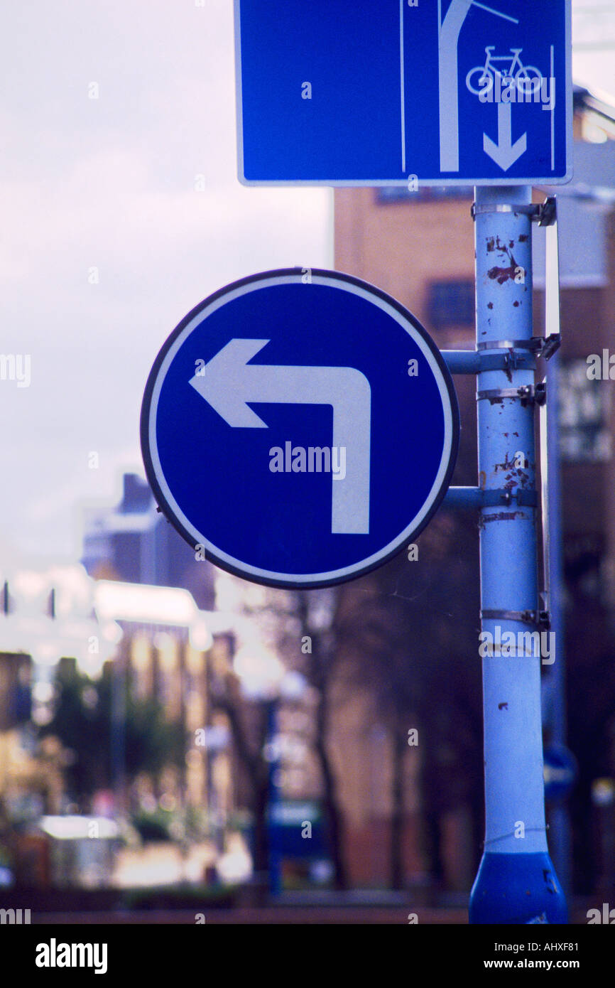 Turn Left Traffic Sign Stock Photo - Alamy