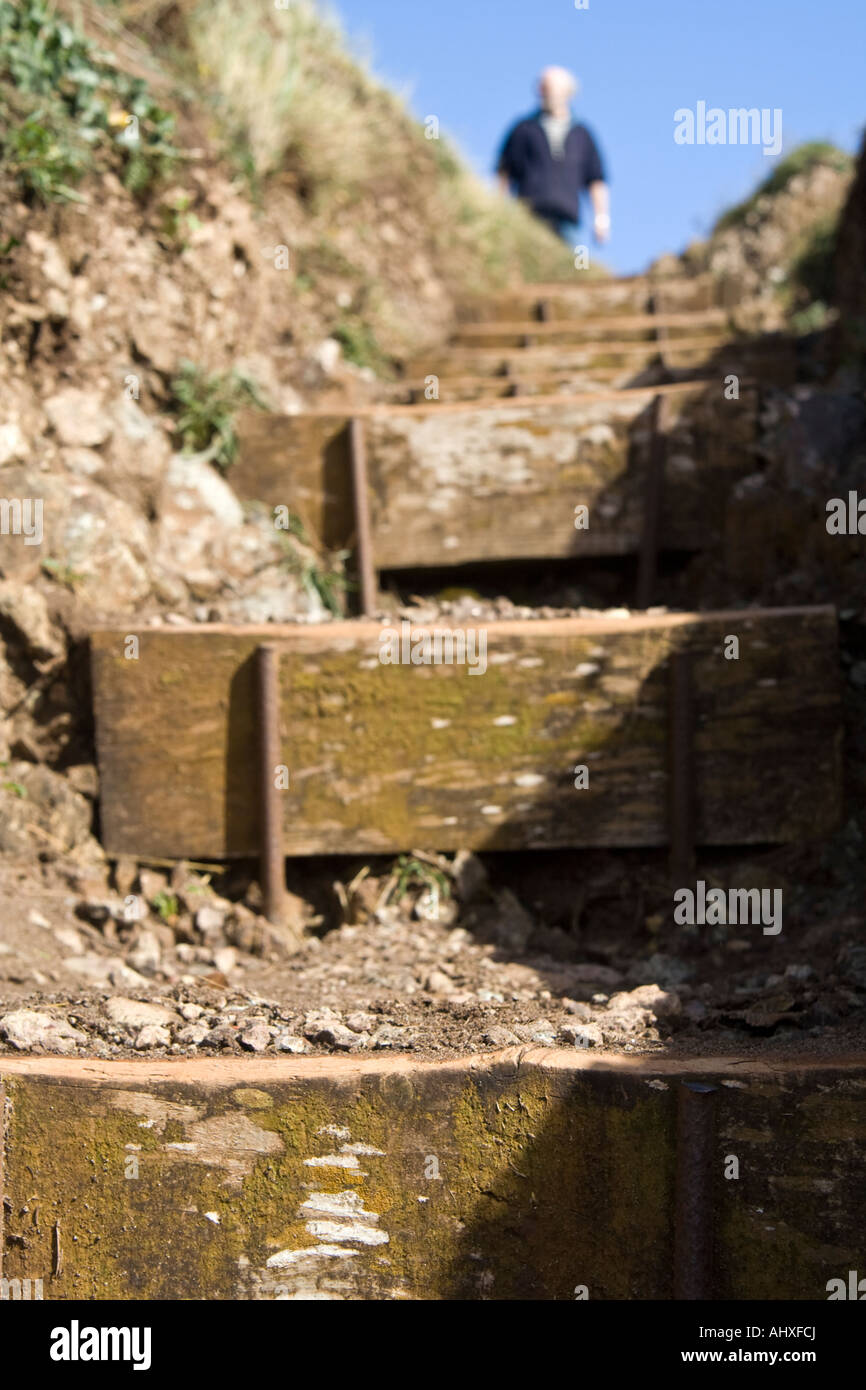 Steps on coastal path Stock Photo - Alamy