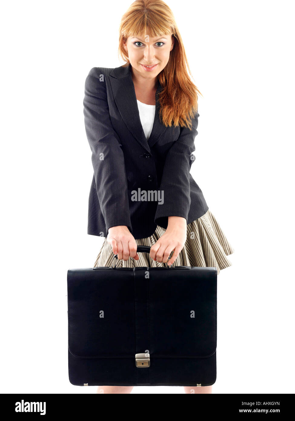 Young Woman Carrying Briefcase Model Released Stock Photo - Alamy