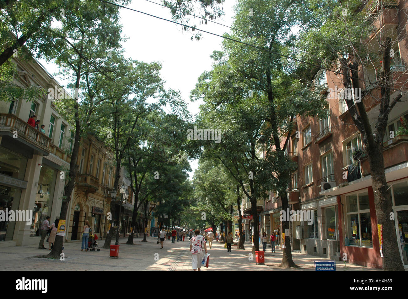 The main shopping mile street downtown Pleven in Bulgaria Stock Photo ...