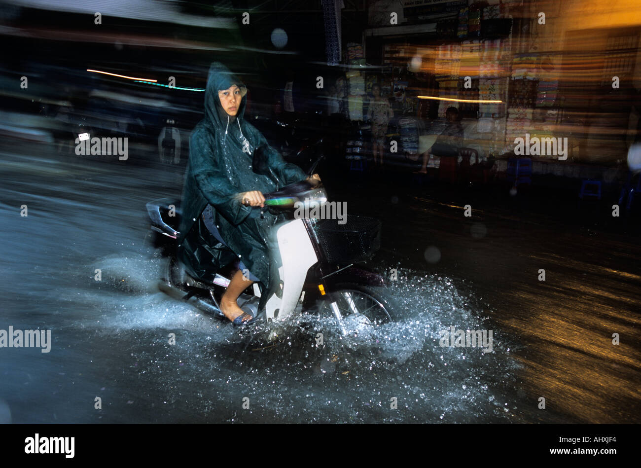 Vietnam Hanoi streets flooded after heavy rain June 2005 Stock Photo ...