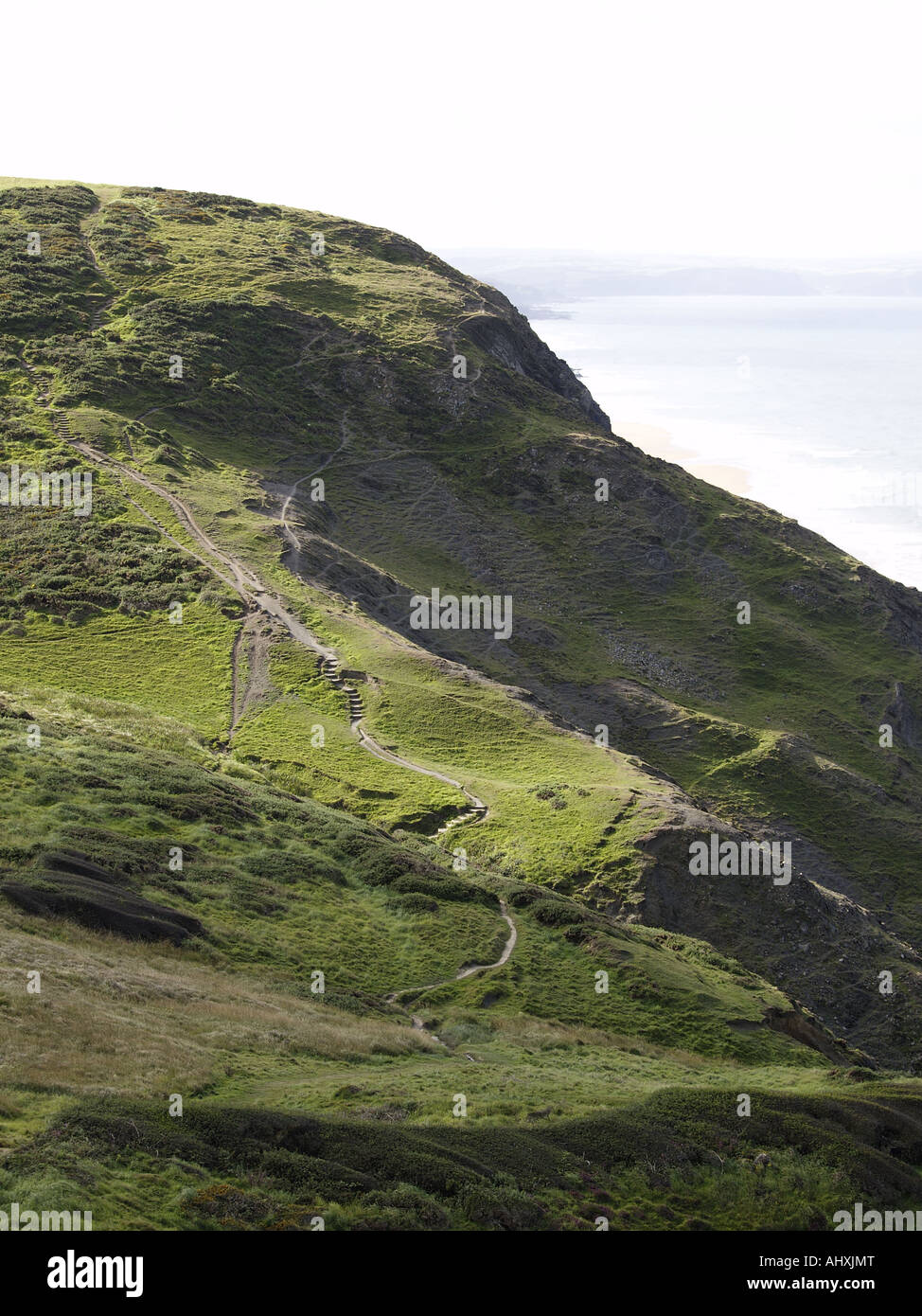 The cliff top coastal path from Duckpool Beach to Sandymouth Beach ...