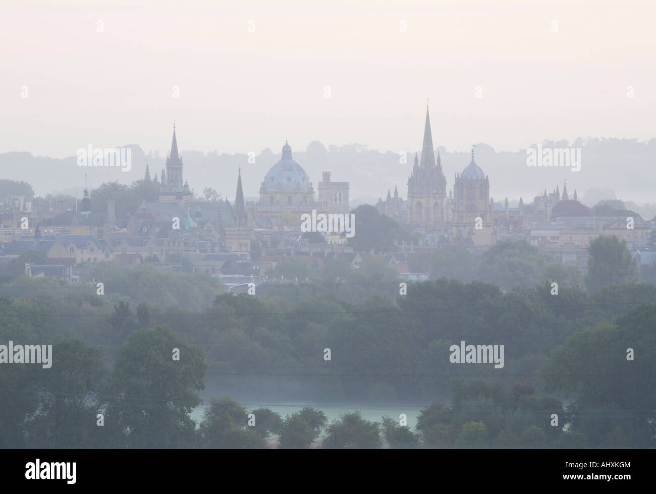 Oxford Skyline in Dawn Mist Oxfordshire England Stock Photo - Alamy