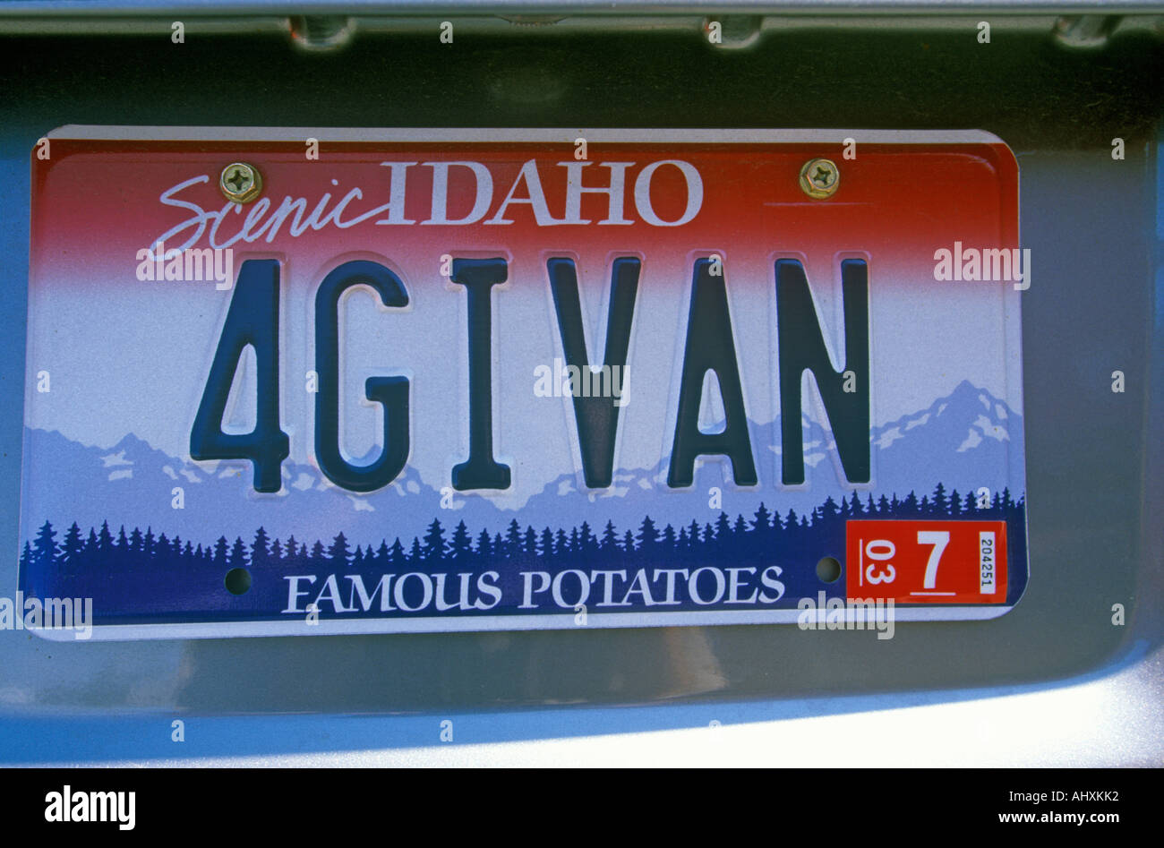 Vanity License Plate Idaho Stock Photo - Alamy