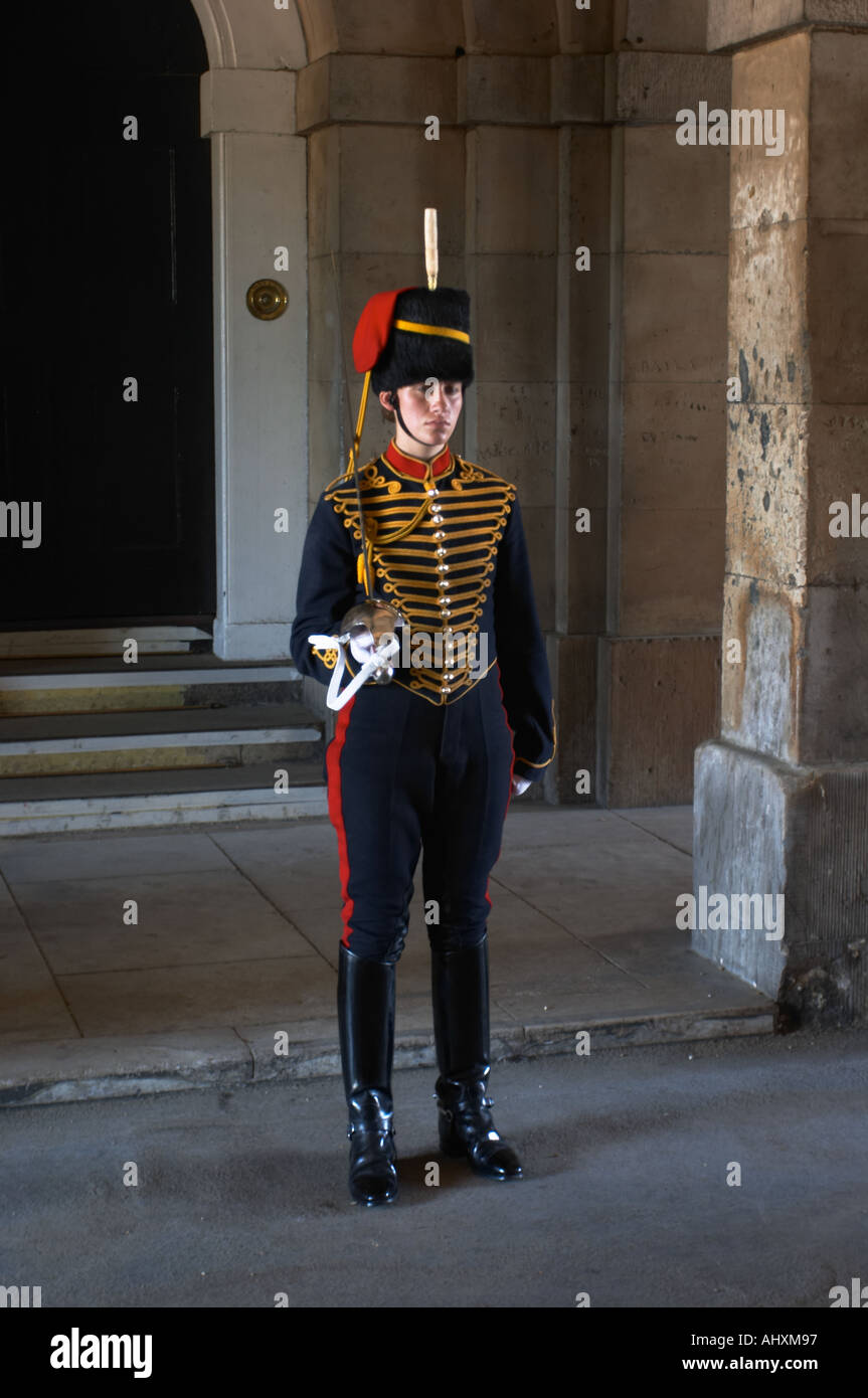 Female soldier in ceremonial uniform on Guard duty at the Ministry of ...