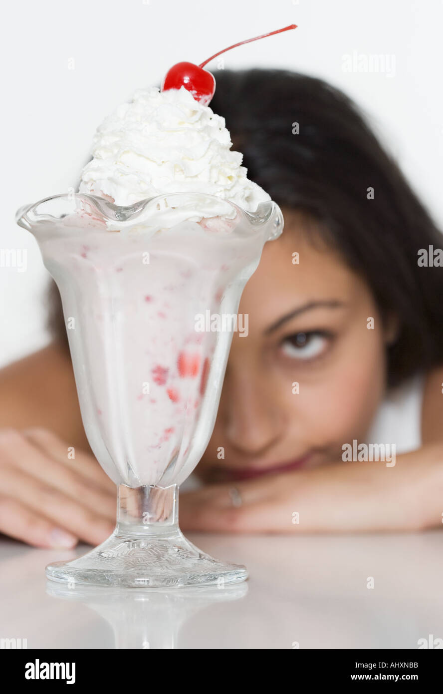 Woman with sundae hi-res stock photography and images - Alamy