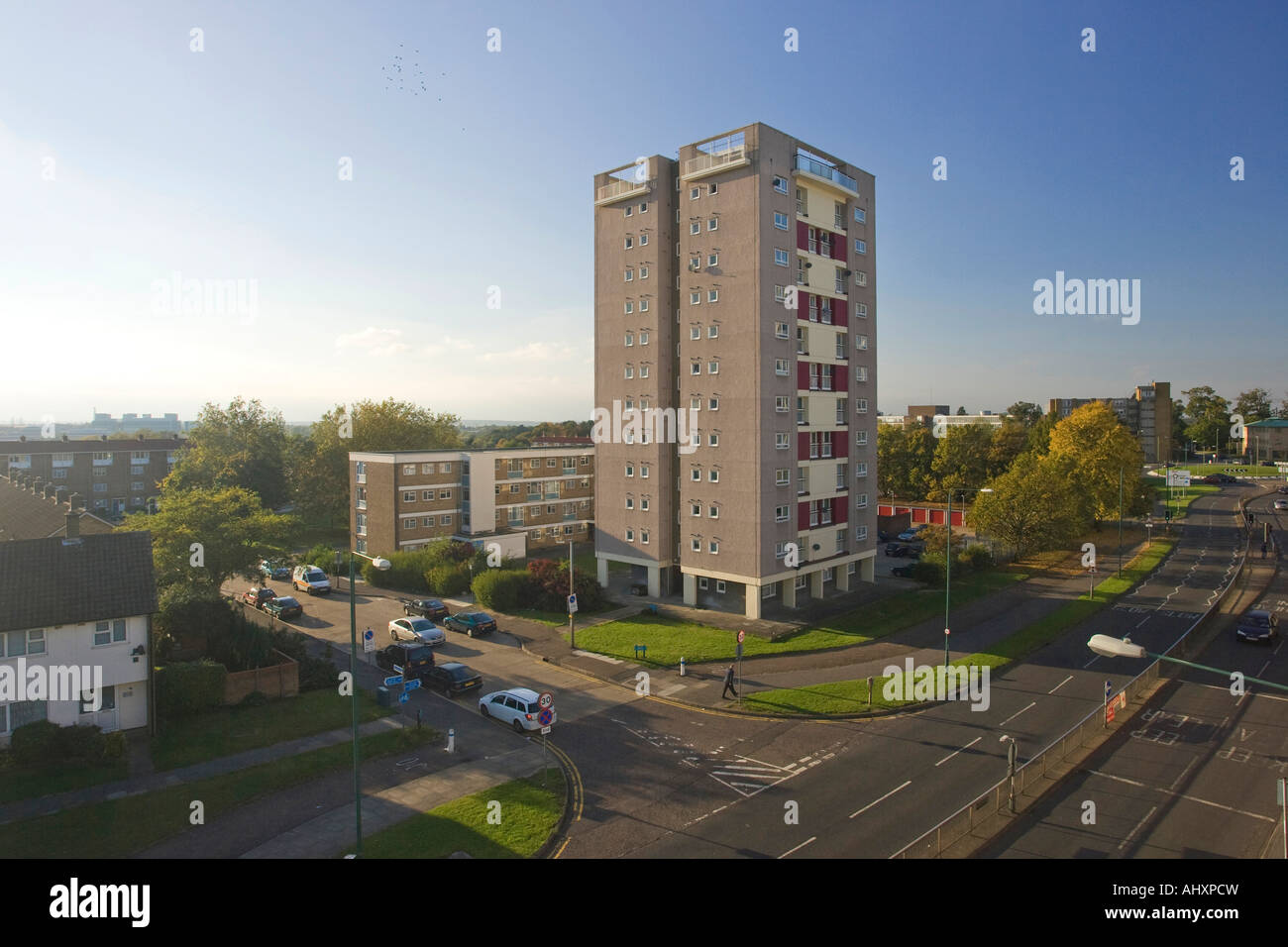 a view across Haydens Road in Harlow Essex, UK Stock Photo - Alamy