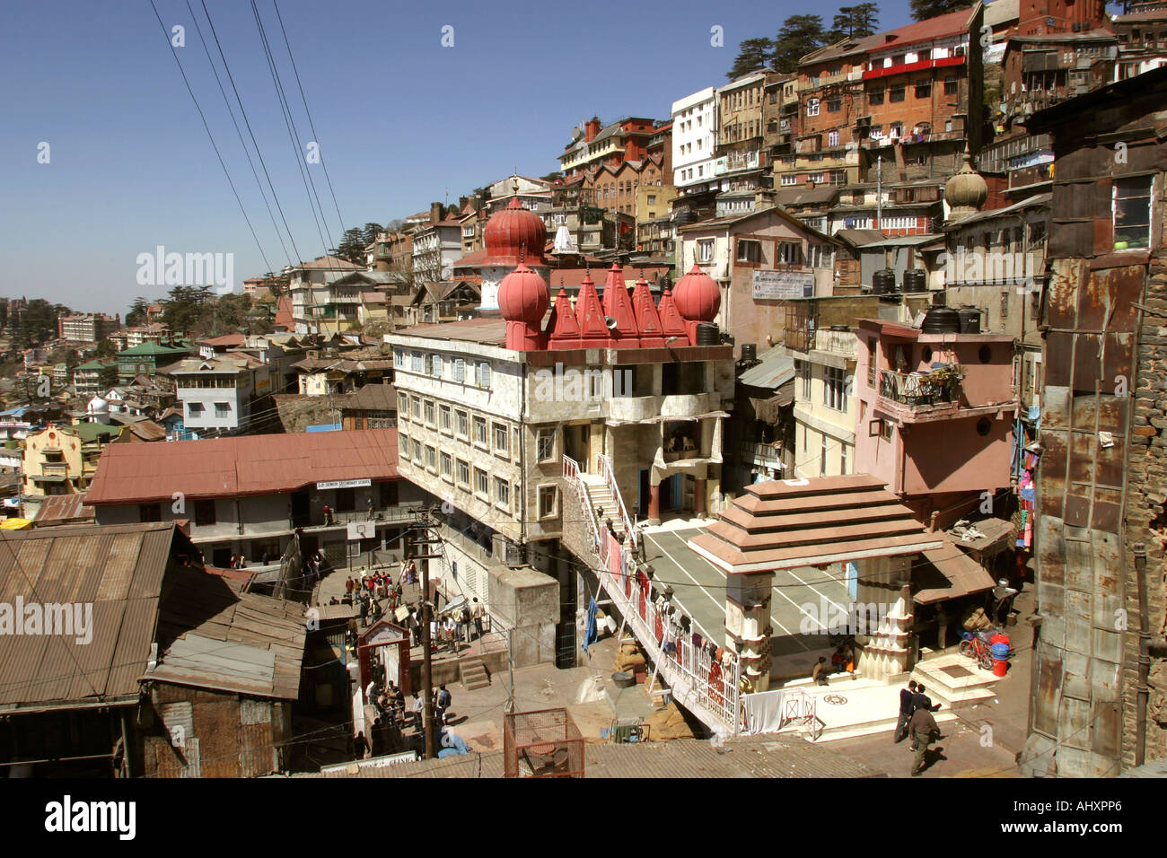 India Himachal Pradesh Shimla Simla Hill Station bazaar Hindu temple ...