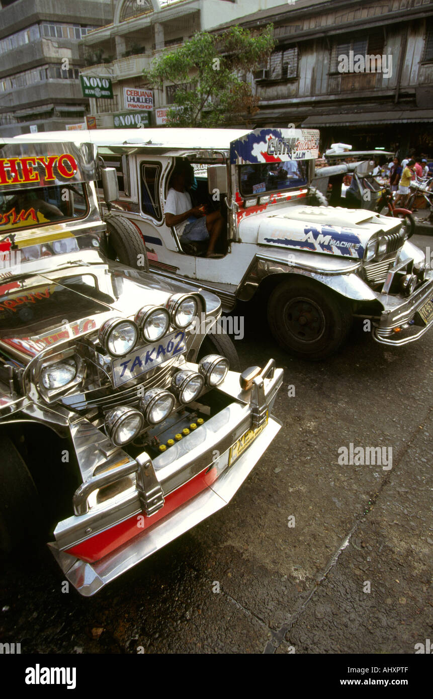 Philippines Manila transport jeepneys at street junction Stock Photo ...