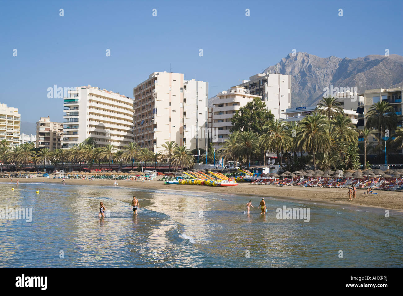 Marbella Malaga Province Costa del Sol Spain La Fontanilla beach Stock ...