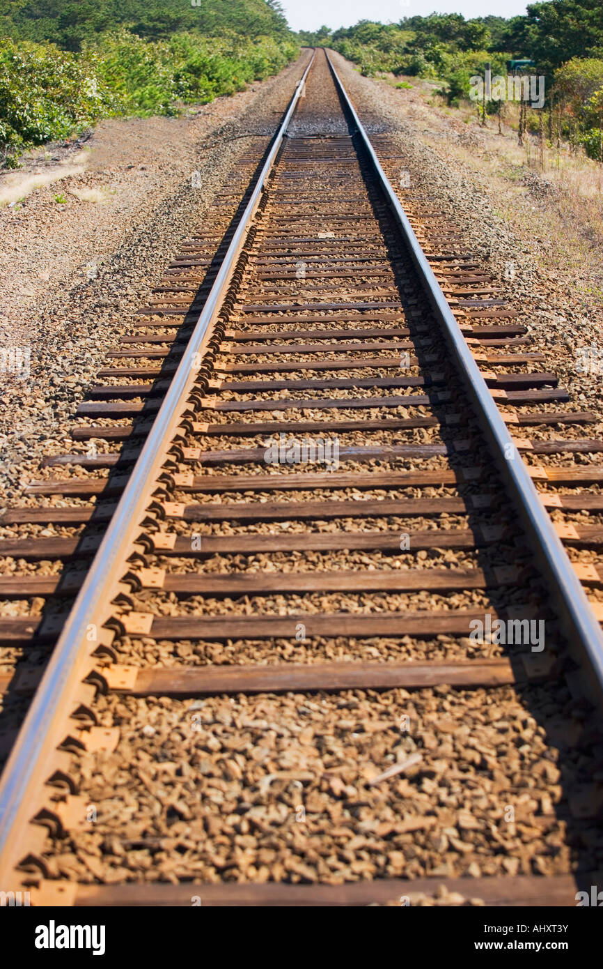 Railroad track in rural area Stock Photo - Alamy